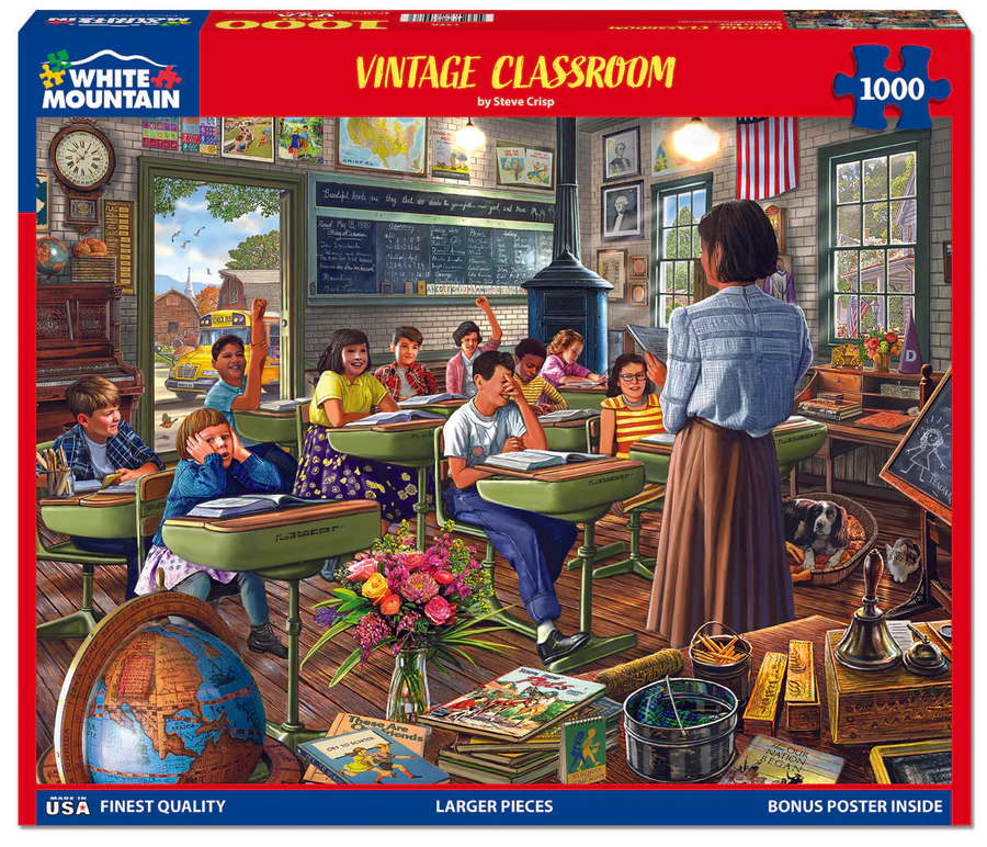 White Mountain Puzzles - Vintage Classroom - 1000 Piece Jigsaw Puzzle ...