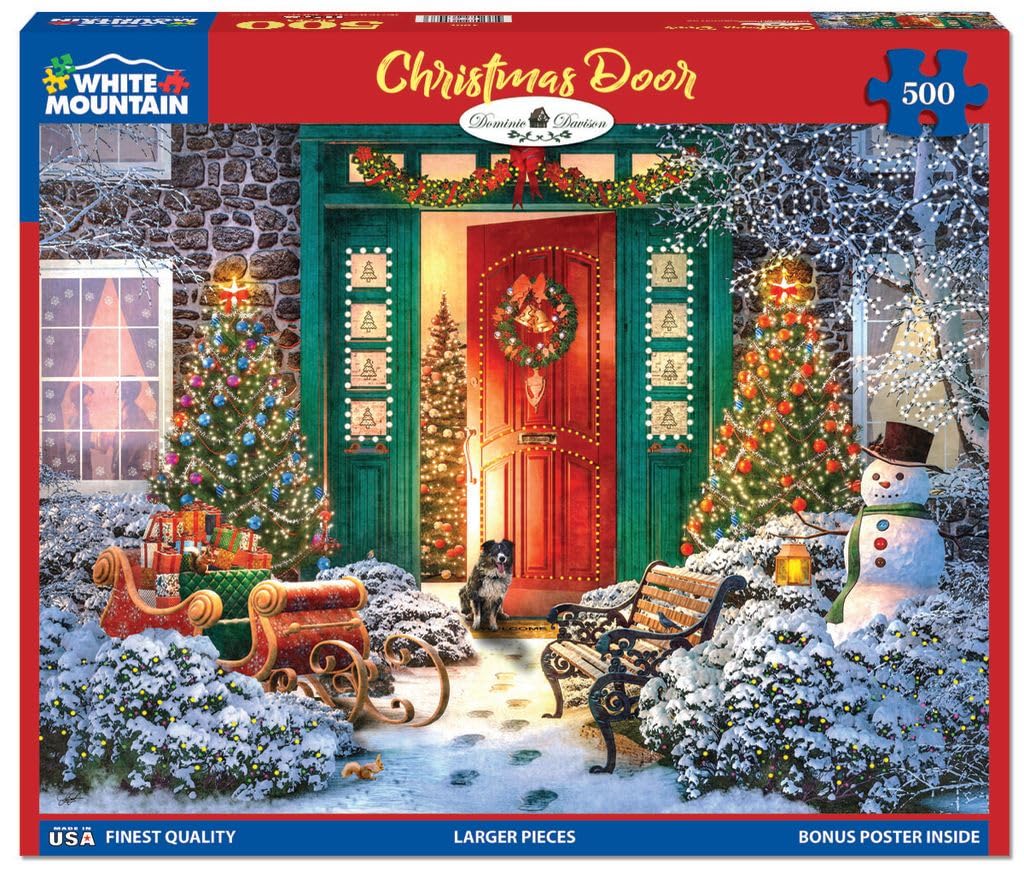 White Mountain Puzzles - Christmas Door - 500 Piece Jigsaw Puzzle ...