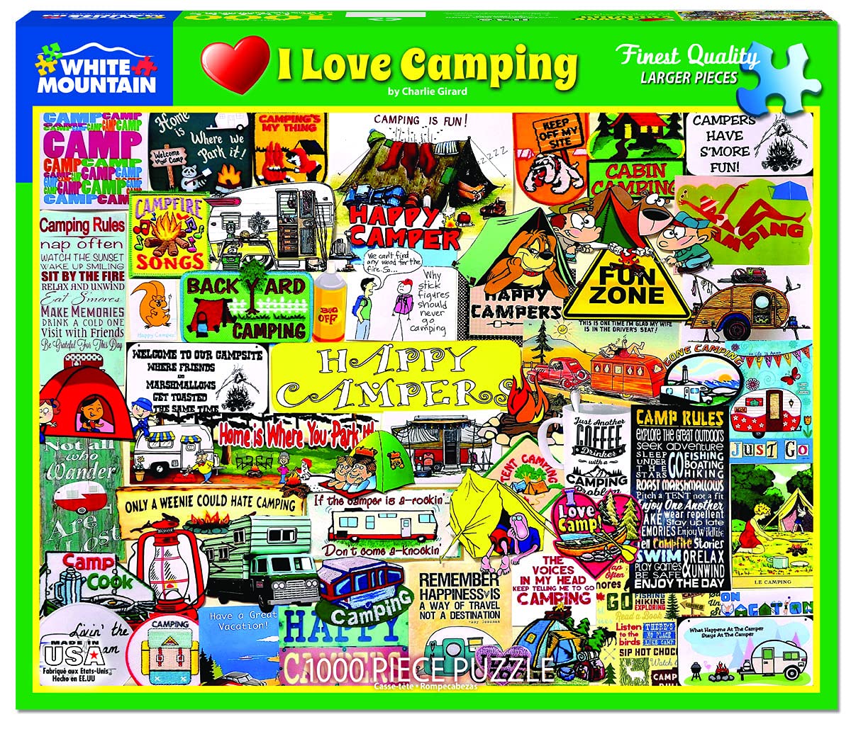 White Mountain Puzzles - I Love Camping - 1000 Piece Jigsaw Puzzle ...