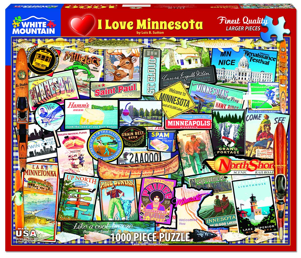 White Mountain Puzzles - I Love Minnesota - 1000 Piece Jigsaw Puzzle ...