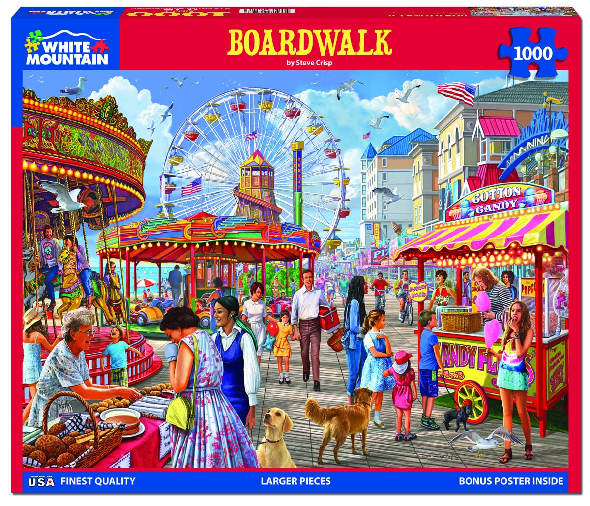 White Mountain Puzzles - Boardwalk, 1000 Piece Jigsaw Puzzle, Carnival ...