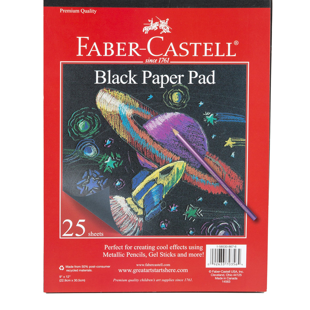 Faber-Castell Black Paper Pad - 25 Sheets of 9" x 12" Paper – Cole's ...